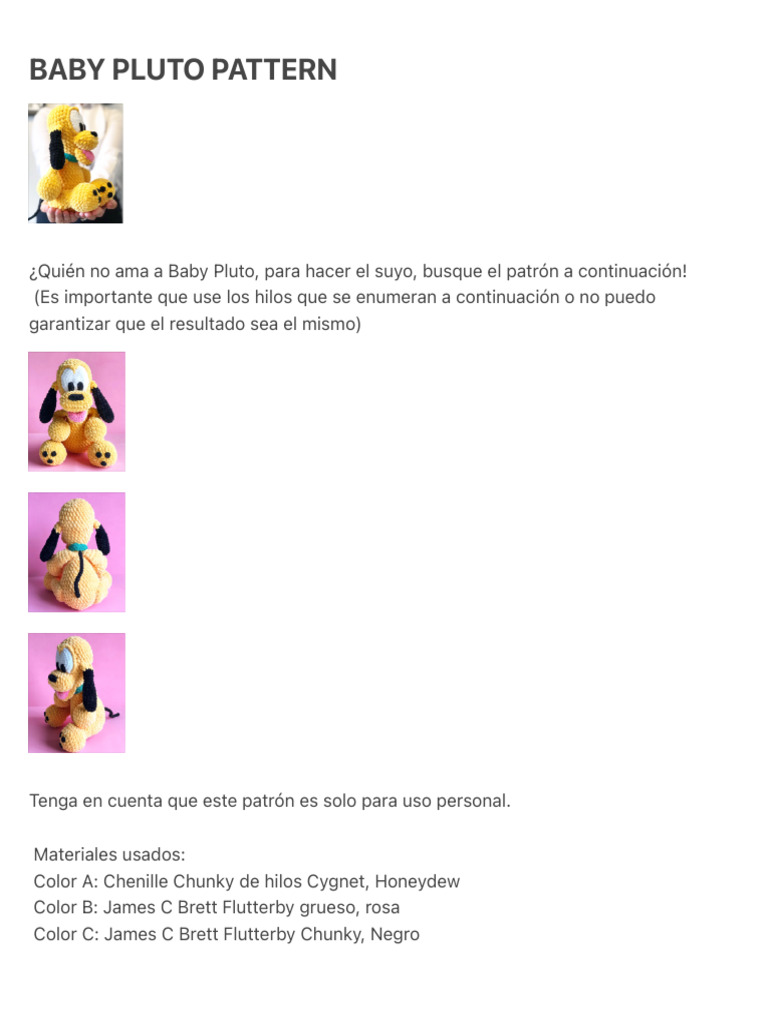 Baby Pluto Pattern | PDF