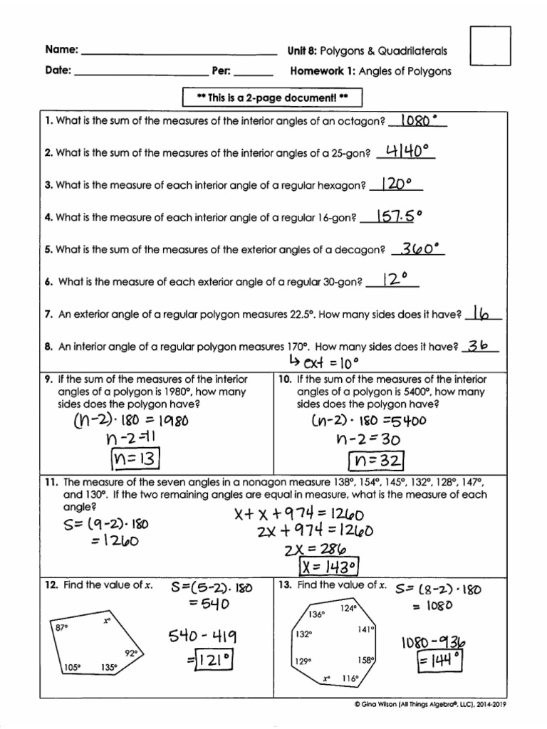 Unit 8 Practice Packet KEY | PDF