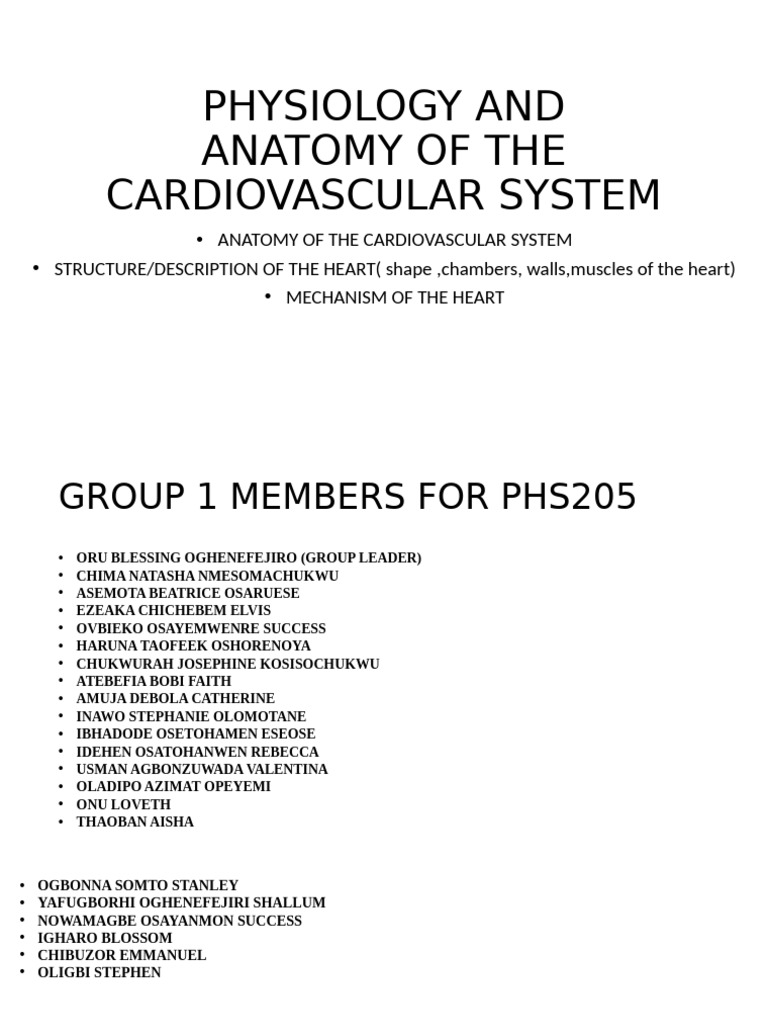 Physiology and Anatomy of The Cardiovascular System Presentation-2 ...