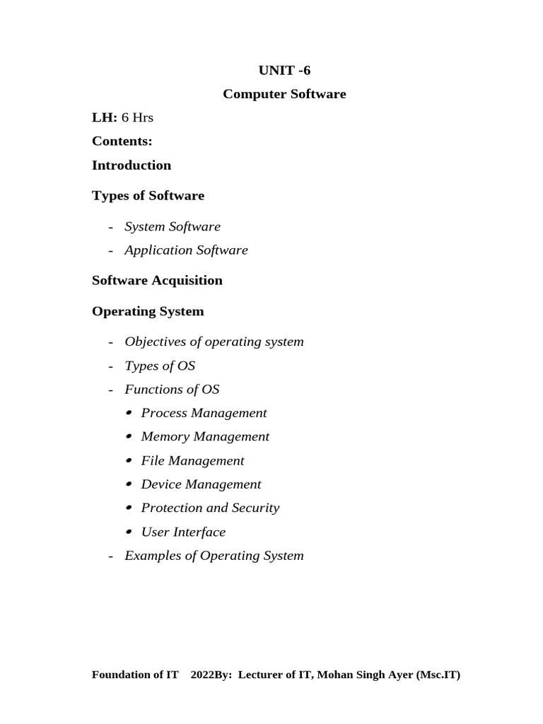 Unit-6 (Computer Software) | PDF | Operating System | Programming
