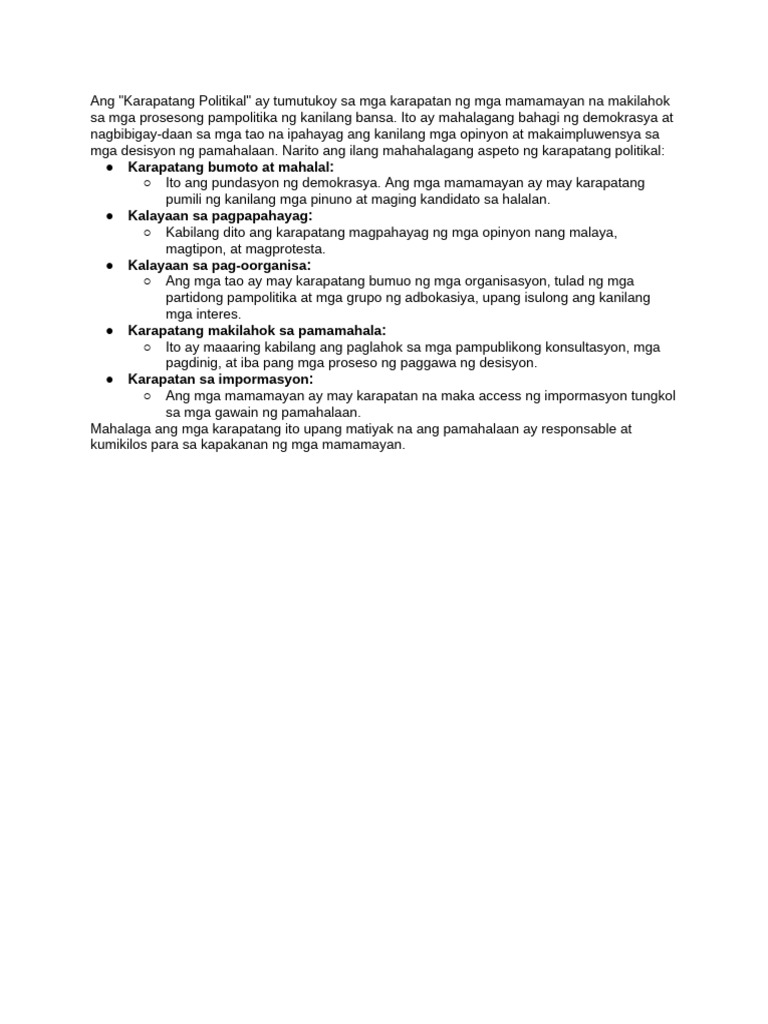 Karapatang Politikal | PDF