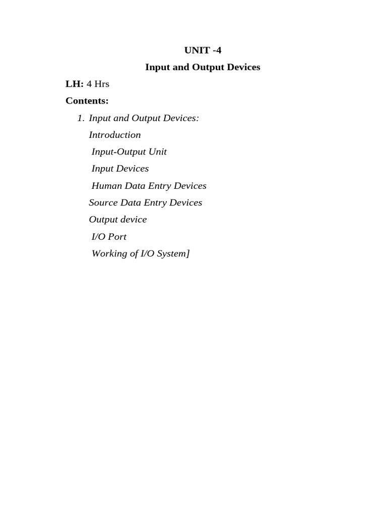Unit-4 (Input and Output Devices) | PDF | Computer Monitor | Computer ...