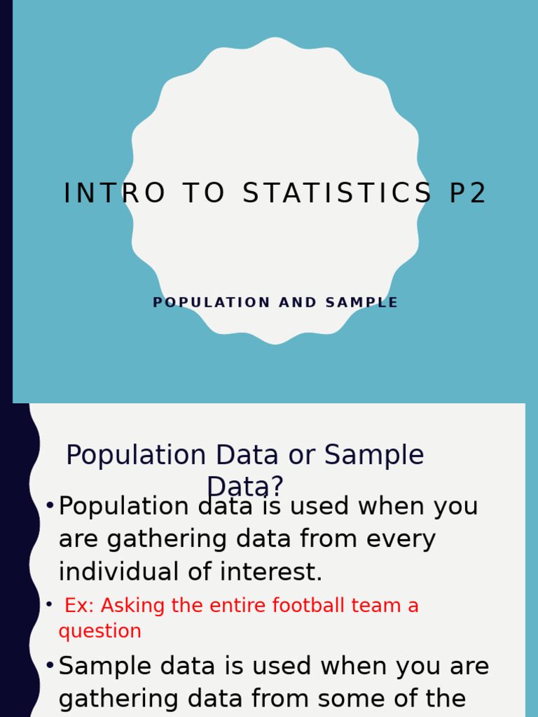 2 Overview of Statistics Population vs Sample | PDF | Sampling ...