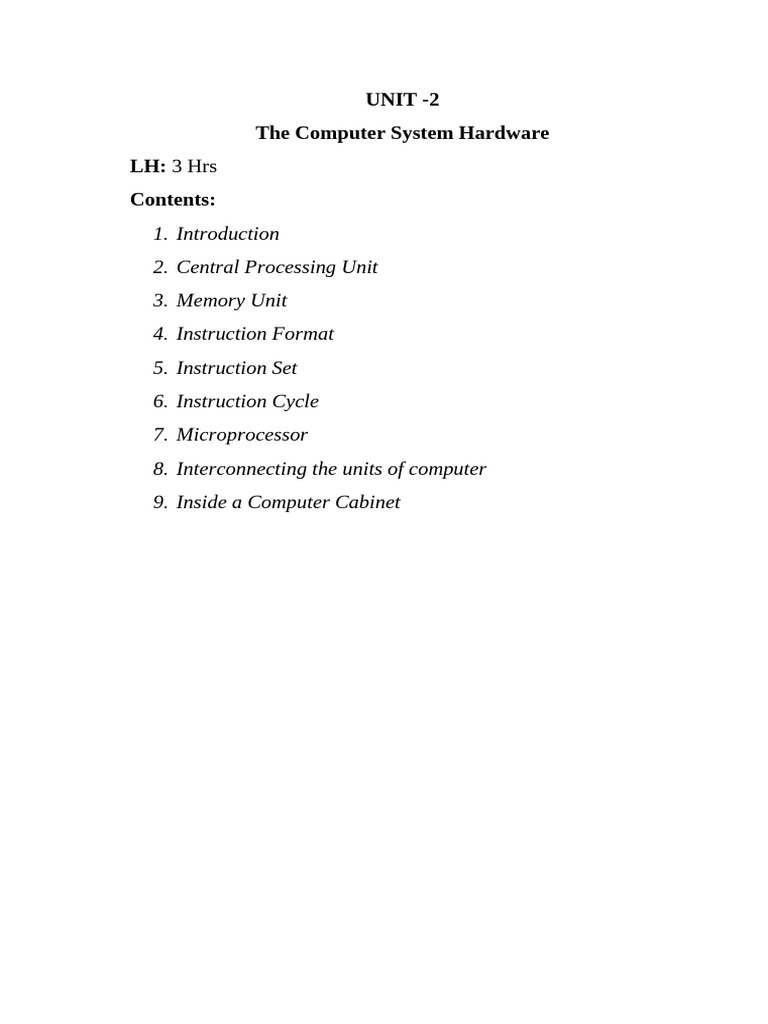 Unit-2 (Computer System Hardware) | PDF | Central Processing Unit ...