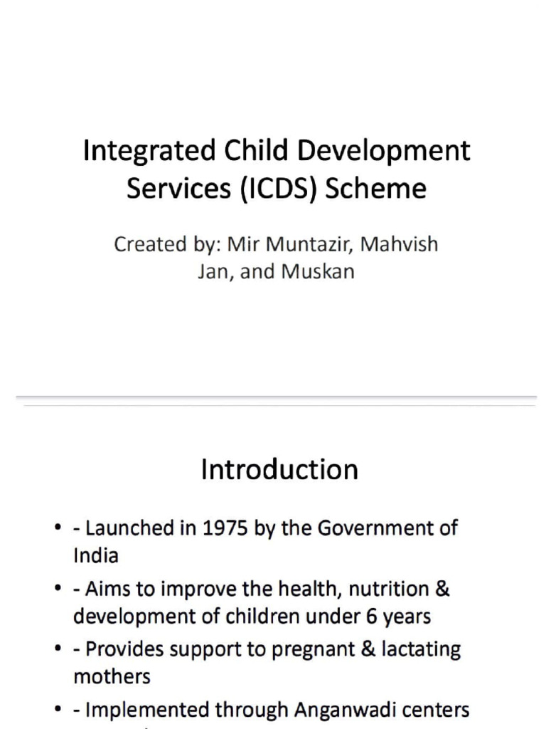 Integrated Child Development Services (ICDS) Scheme - Presentation ...