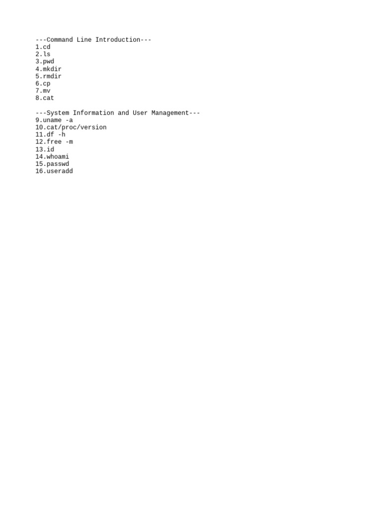 Essential Command Line Commands Guide | PDF