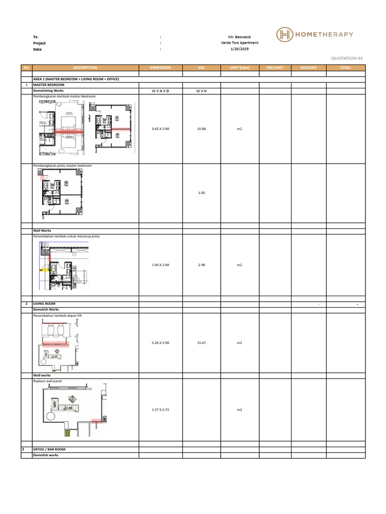 250120 Verde Two Apartment - Civil+Interior | PDF | Components | Building Technology