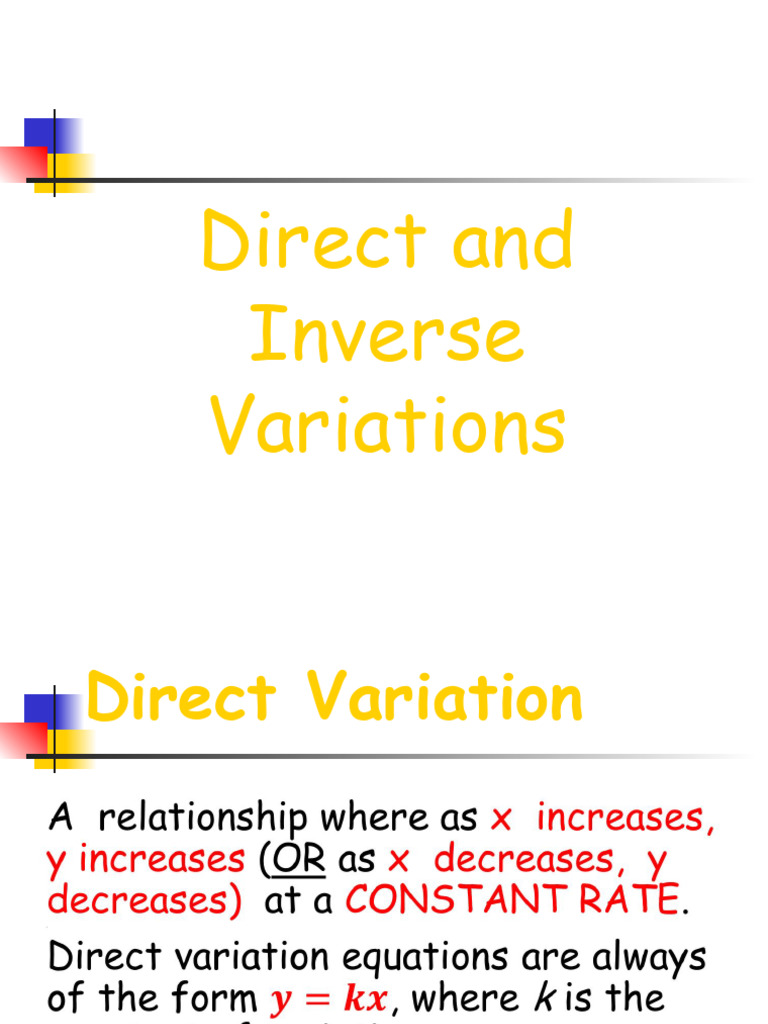 Direct and Inverse Variation Explained | PDF