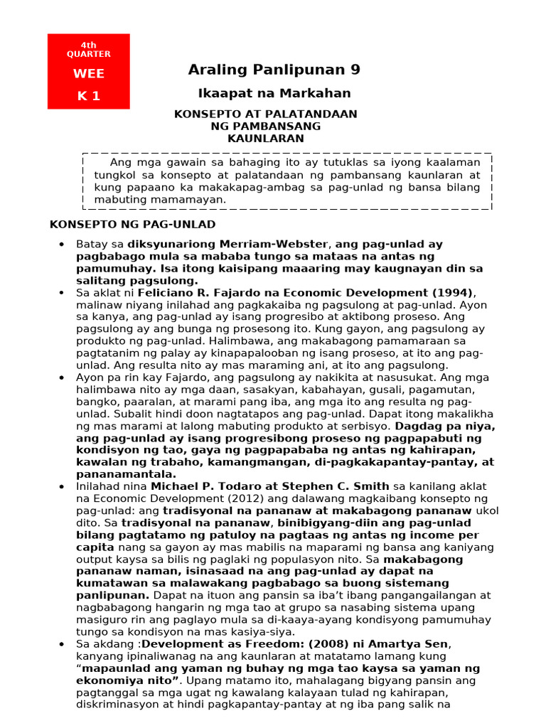 AP 9 4Q Week 1 | PDF