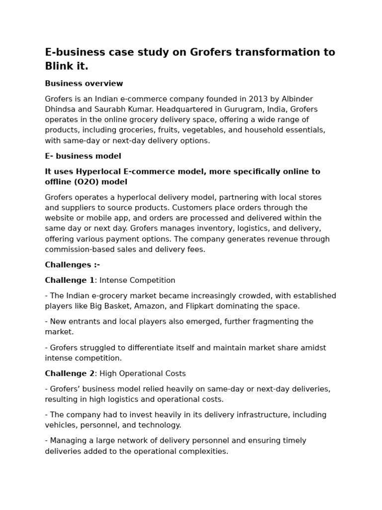 Case Study 2 On Grofers To Blinkit | PDF | Employee Retention | Logistics