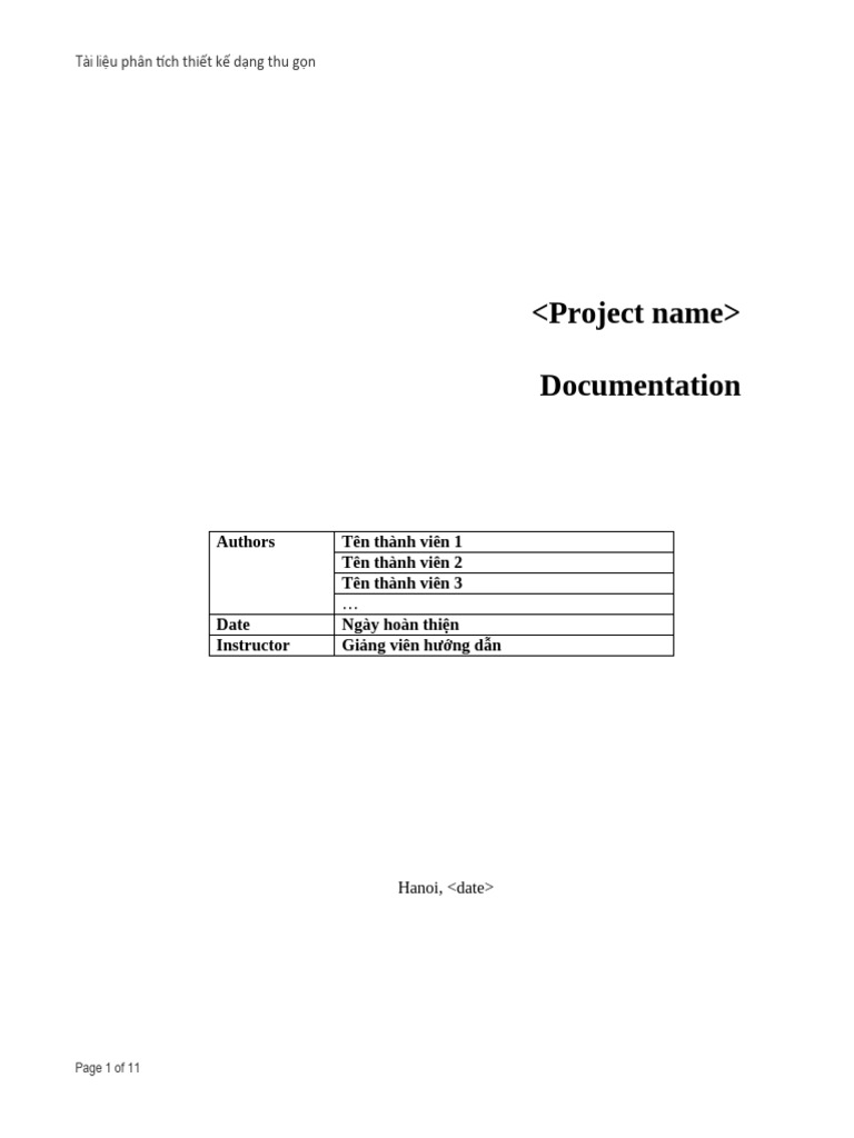 Project Document Template v1.2 Short | PDF