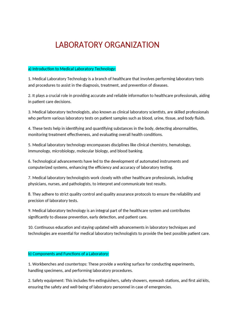 Laboratory Organization | PDF | Medical Laboratory | Laboratories
