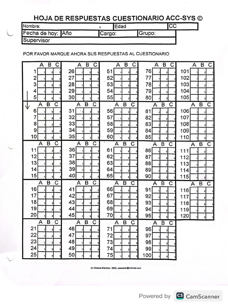 Hoja de Respuestas ACC-SYS | PDF