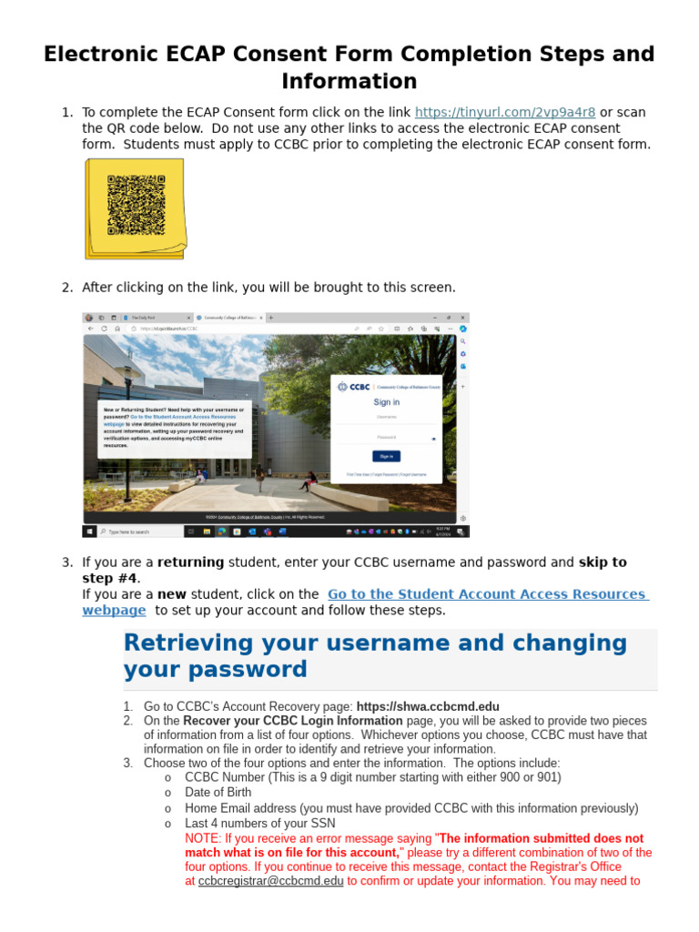 ECAP Consent Form Completion Guide | PDF | Password | User (Computing)