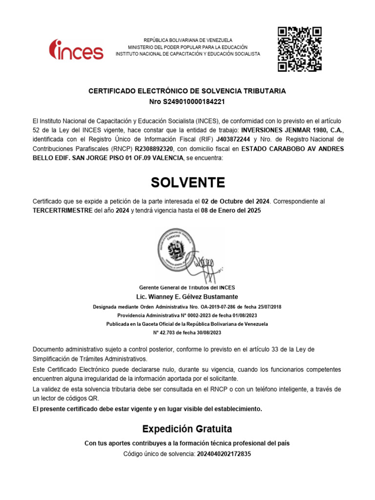 SOLV INCES JENMAR Oct | PDF