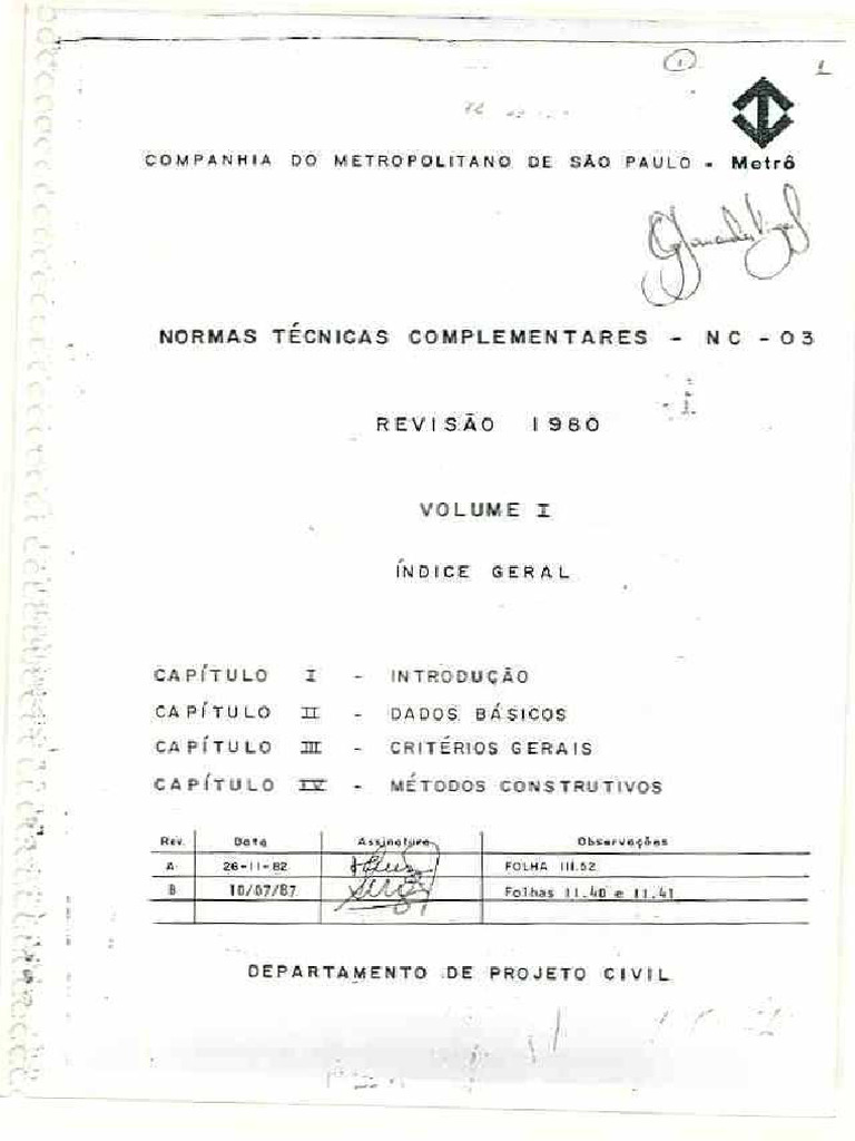 Normas Téc. Compl. Volume I - Metrô (Imagens Tratadas) | PDF