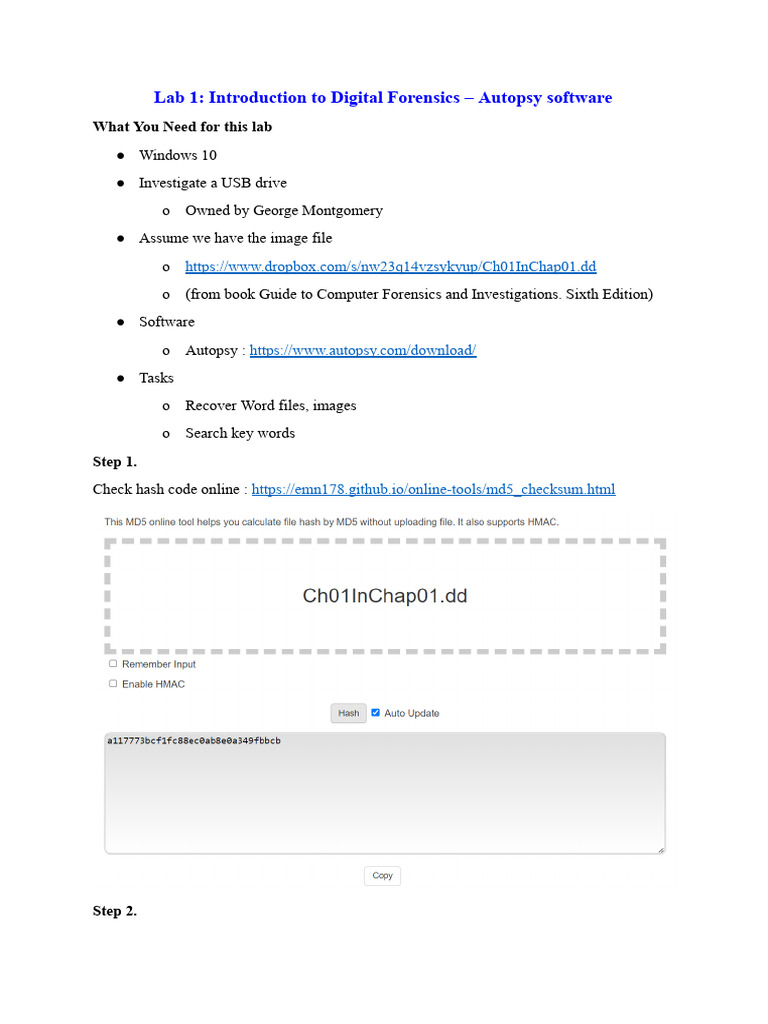 Digital Forensics Lab: Autopsy Guide | PDF