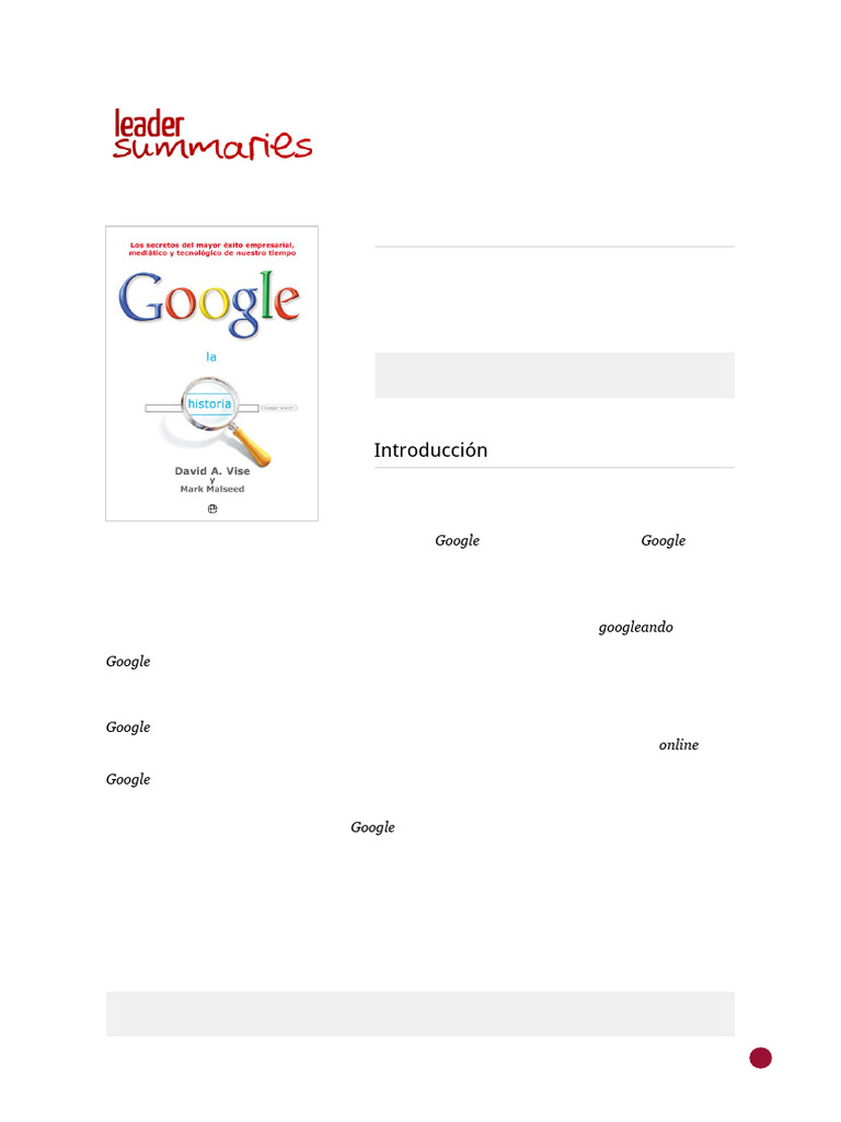 La-historia-De-google - David A. Vise y Mark Malseed | PDF | Internet ...