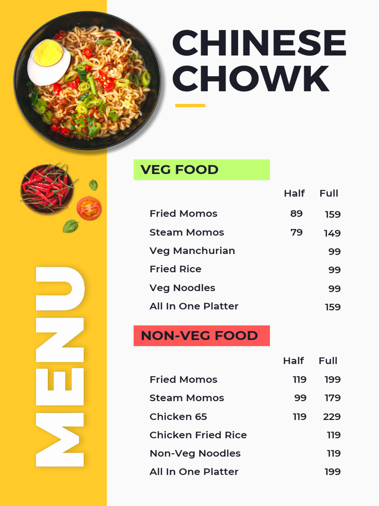 Yellow Restaurant Menu | PDF