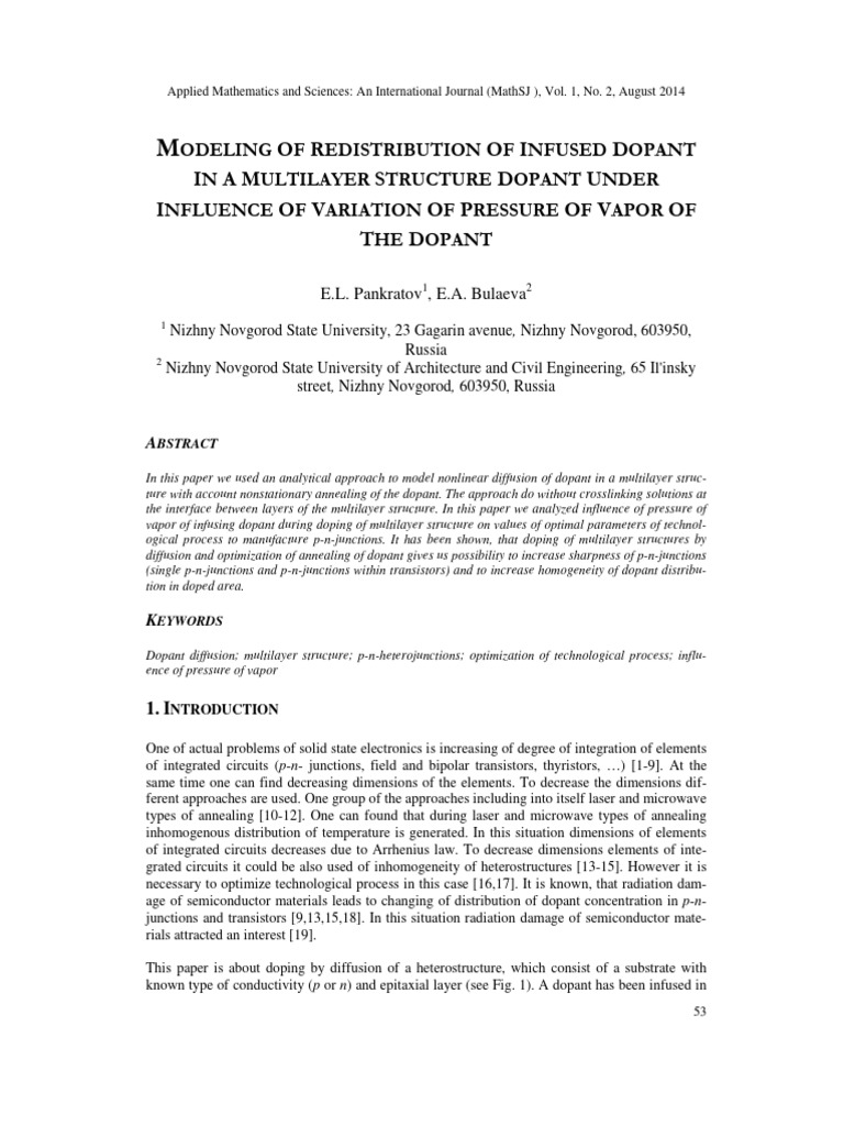 Dopant Redistribution in Multilayer Structures | PDF | Doping ...