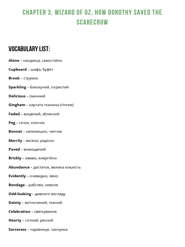 Chapter 3, Wizard of Oz, How Dorothy Saved The Scarecrow PDF | PDF ...