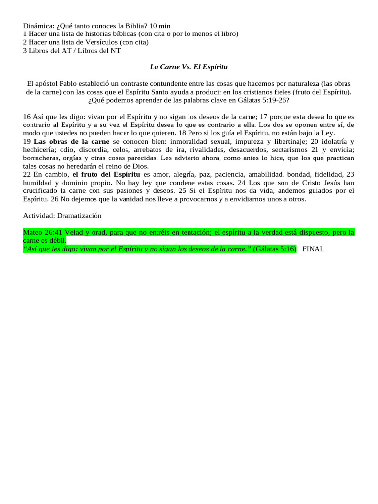 Obras de la Carne en Gálatas 5:19-21 | PDF