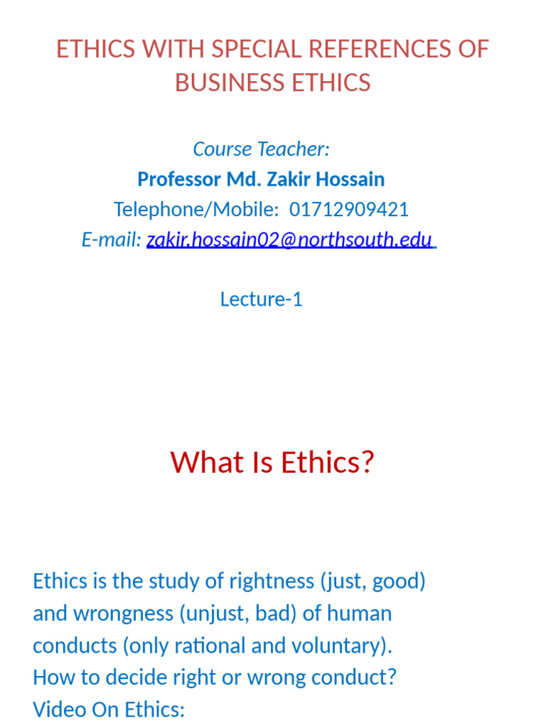 Lecture 1 Ethics and Law | PDF