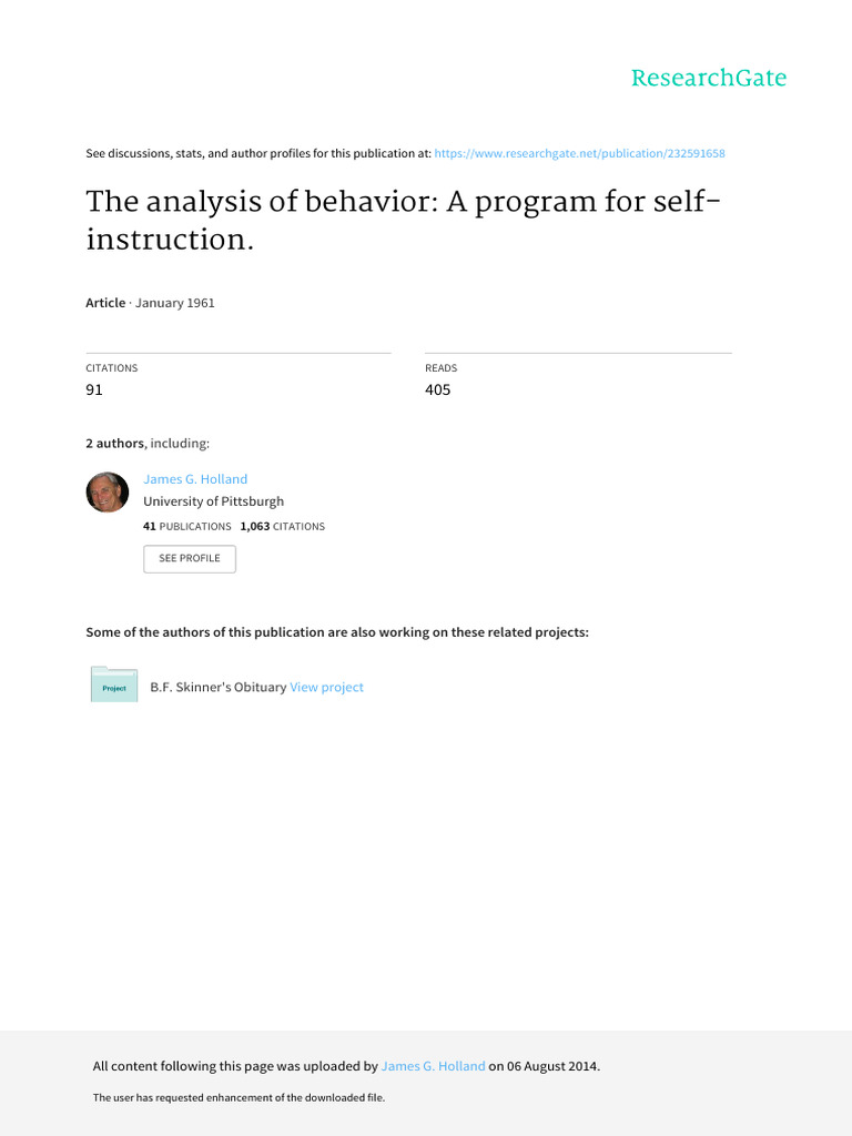 Behavior Analysis Self-Instruction Guide | PDF