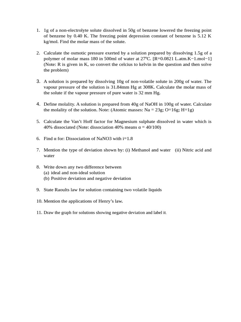 Solutions Revision | PDF