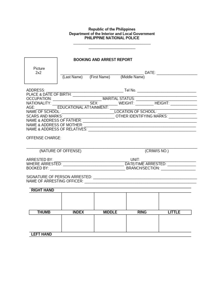 1.-Sample-Format-of-Booking-and-Arrest-Report | PDF