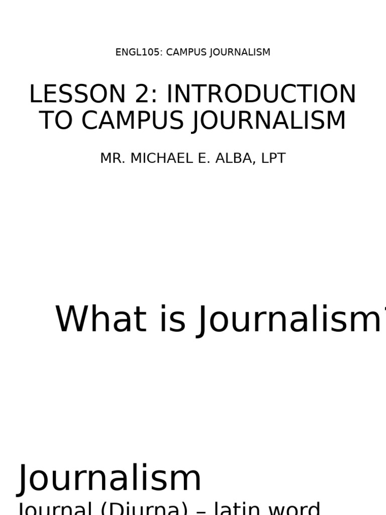 Lesson 2 - Introduction To Journalism | PDF | Journalism | News Media