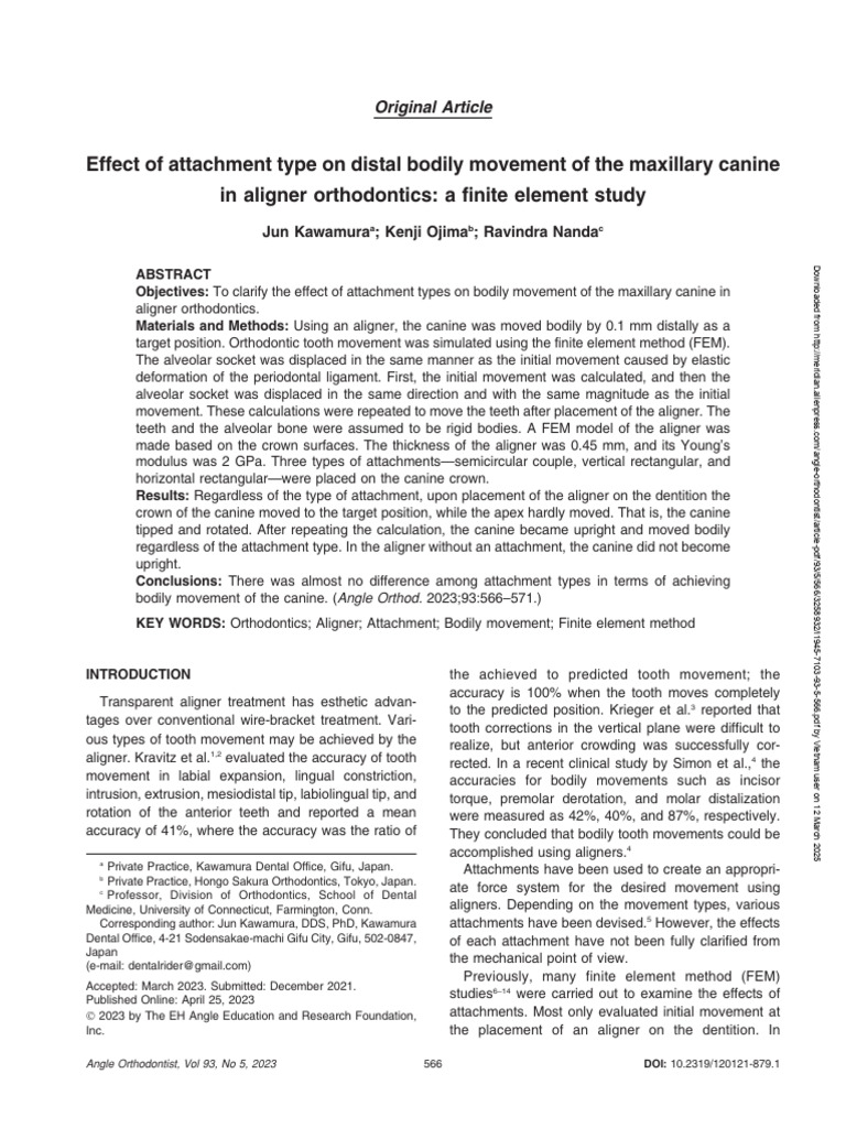 Effect of Attachment Type On Distal Bodily Movement of The Maxillary ...
