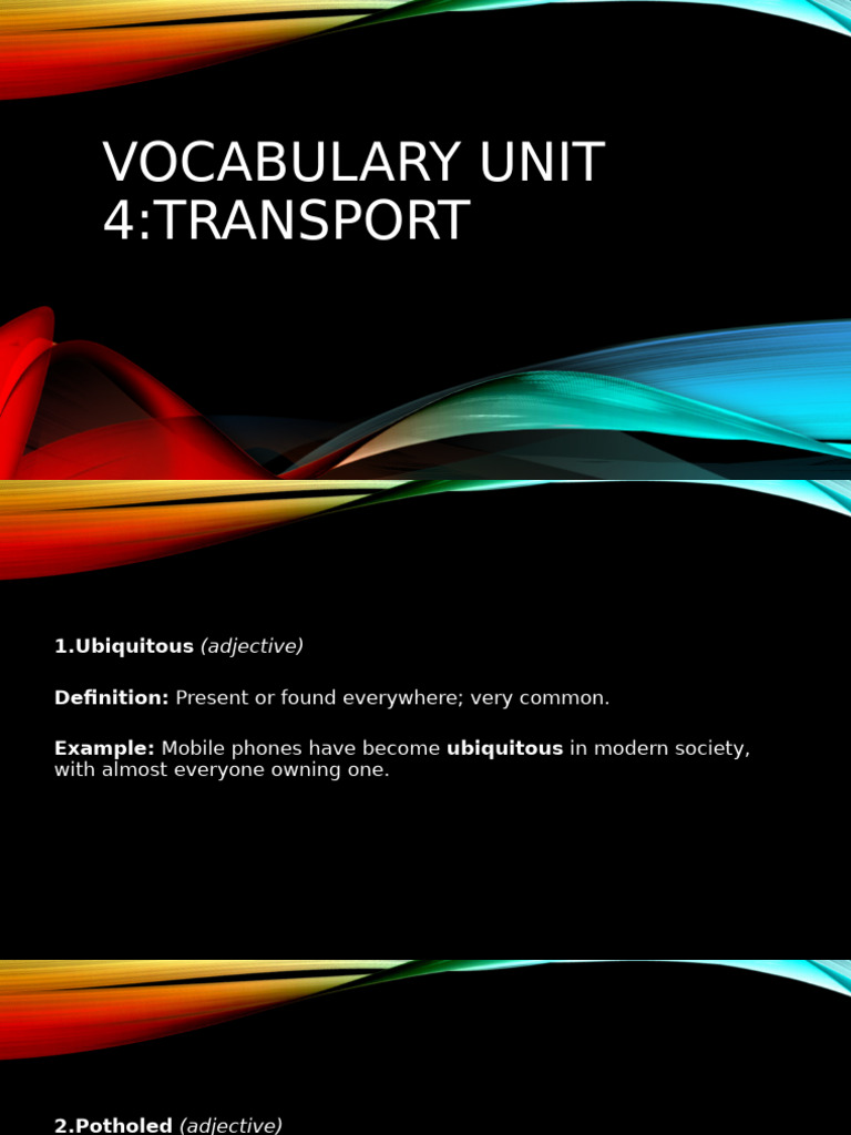Vocabulary Unit 4 TRANSPORT | PDF