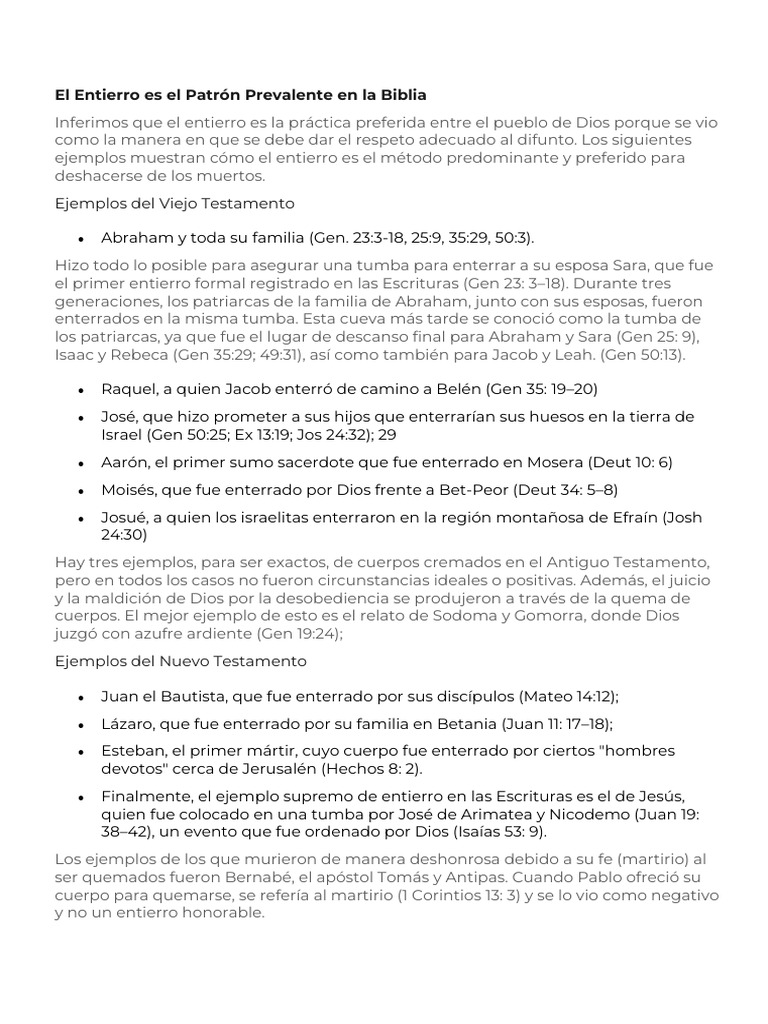 El Entierro Es El Patrón Prevalente en La Biblia | PDF | Jesús ...