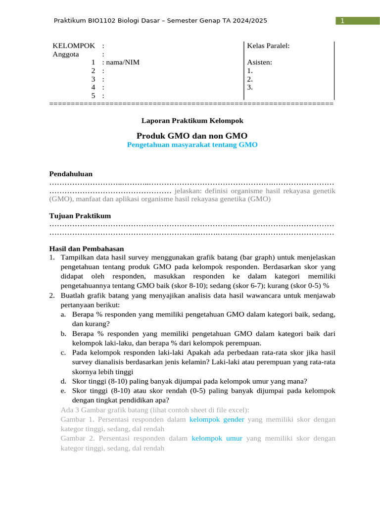 Bio1102 2025 Genap 07a LK Laporan Kelompok Produk Gmo Dan Non Gmo | PDF