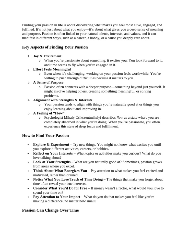 Discovering Your Life Passion Guide | PDF | Flow (Psychology ...