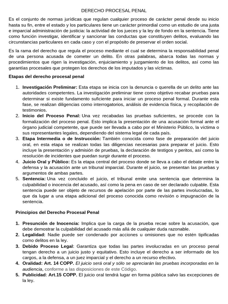 Guia de Derecho Procesal Penal Tema 1 y 2 | PDF | Ley procesal | Derecho penal