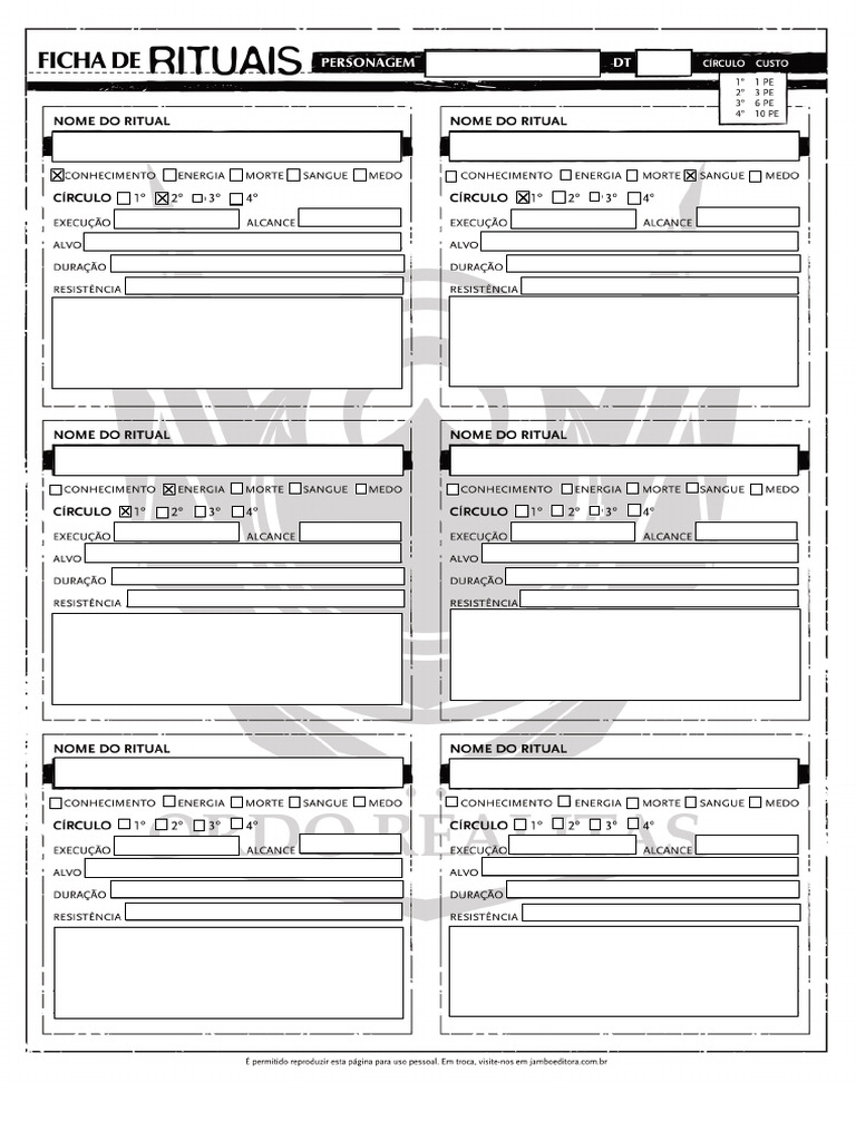 FICHA DE RITUAL LUA BLAIR 1.1 | PDF