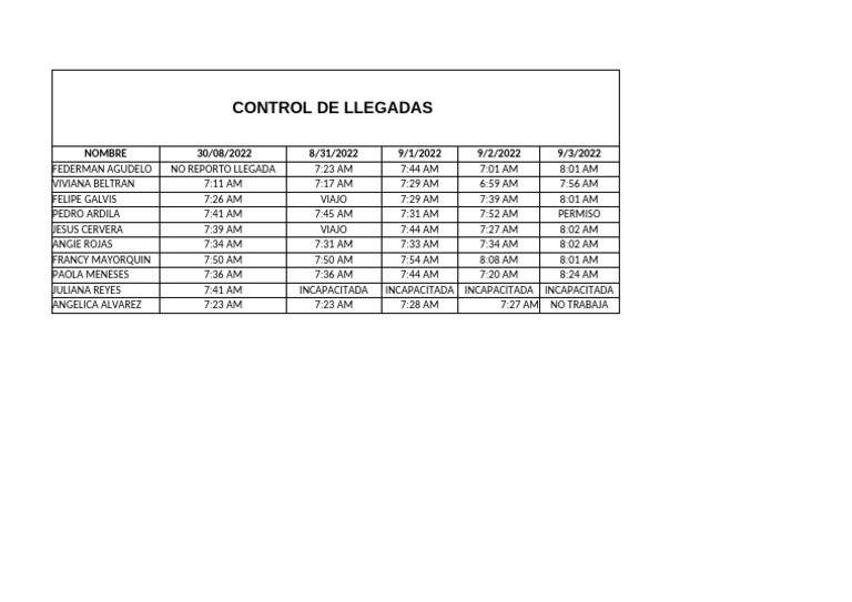 CONTROL DE LLEGADAS Y SALIDAS | PDF