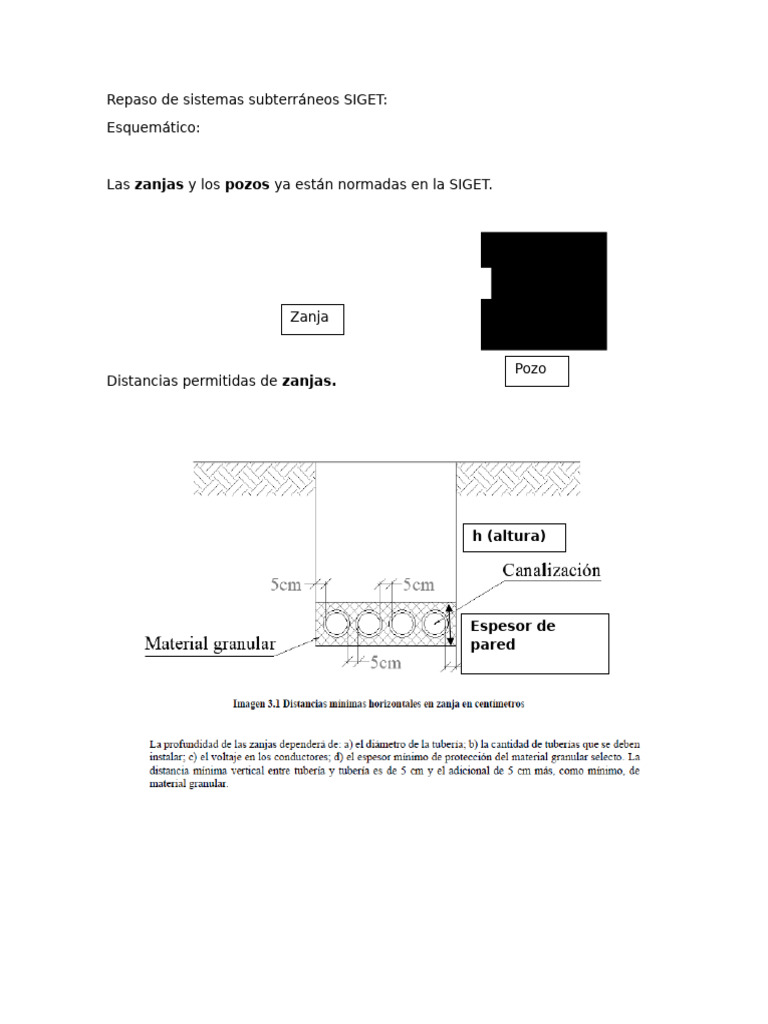 Normas de zanjas y pozos SIGET | PDF