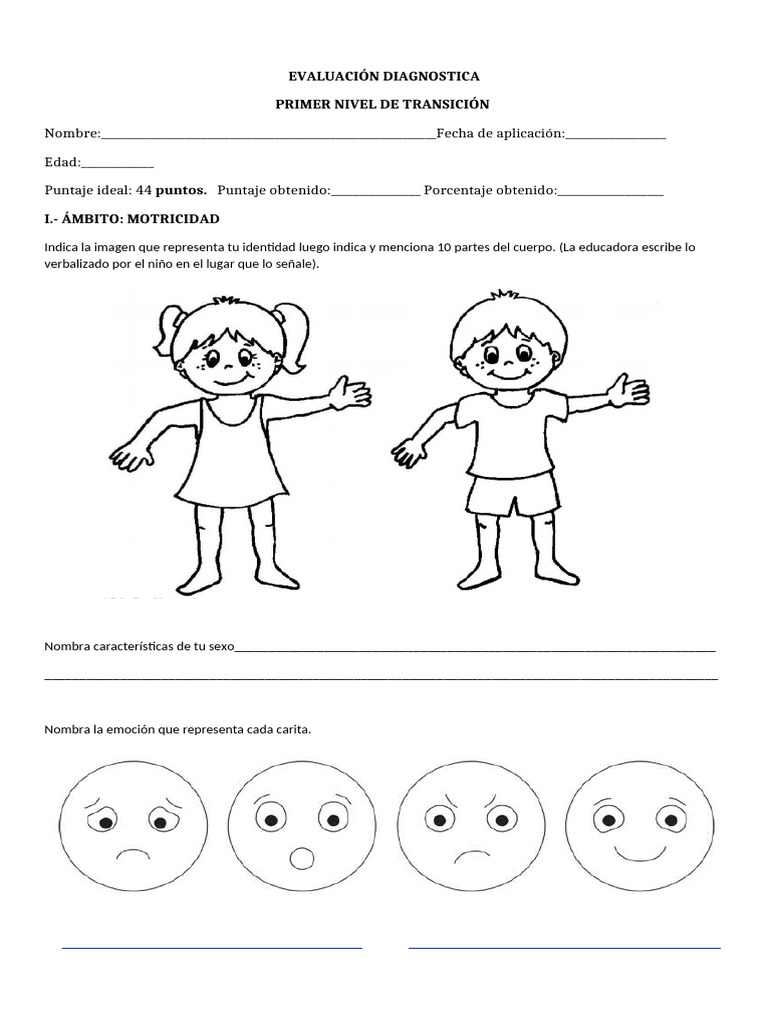 Prueba Diagnostica Pre Kinder | PDF