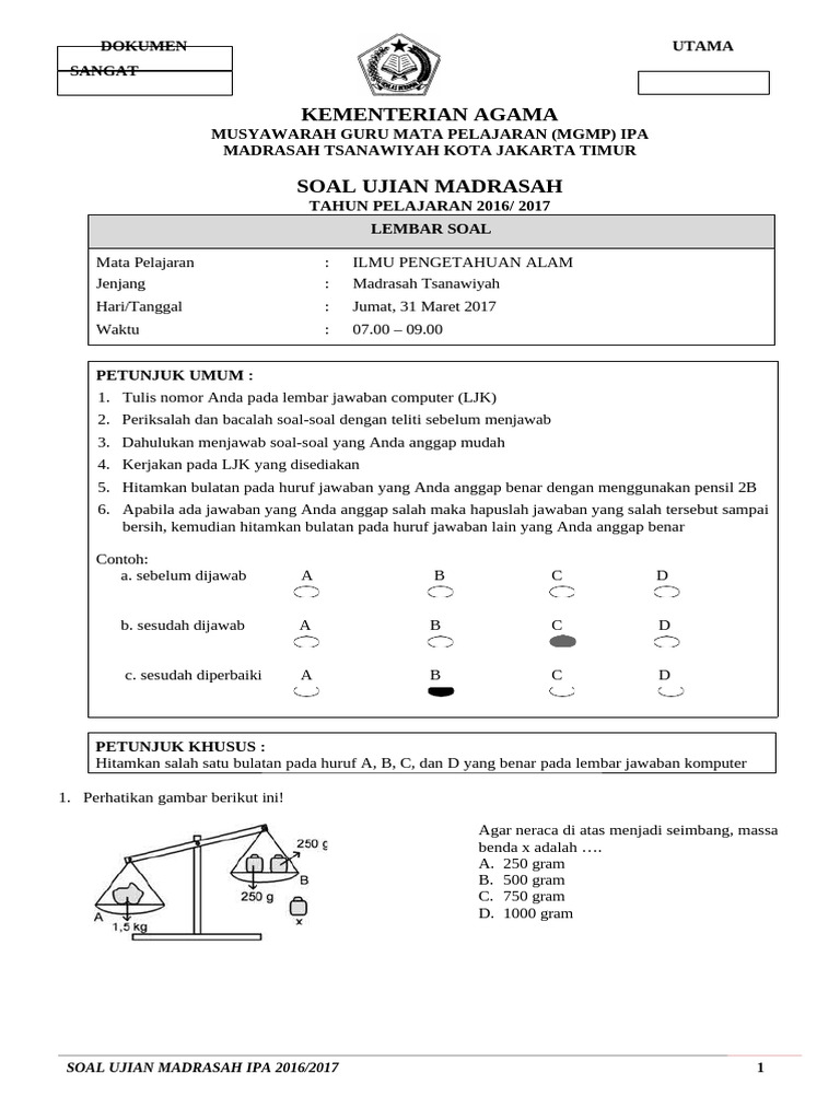 Soal Um (Ipa) 2017 | PDF
