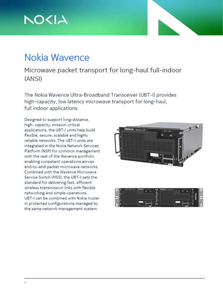 Nokia Microwave Packet Transport For Long Haul Full Indoor (ANSI) Data ...