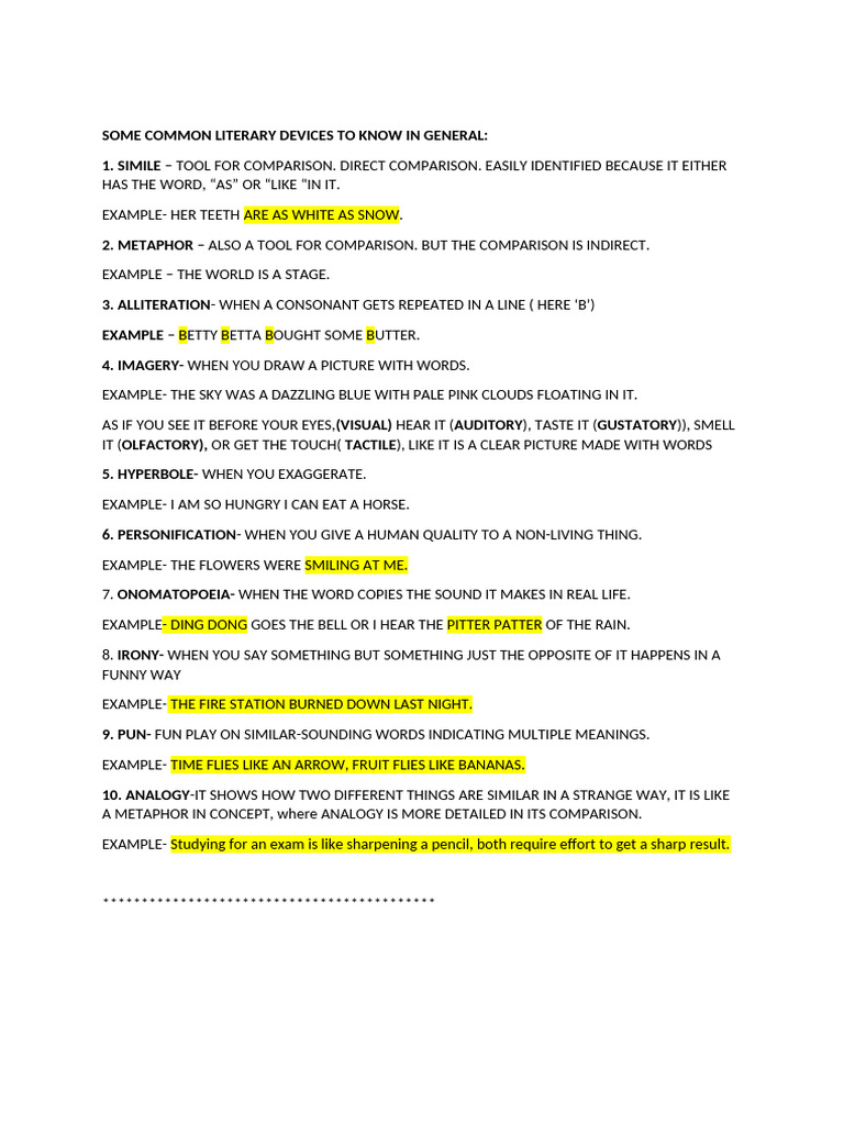 Literary Devices | PDF