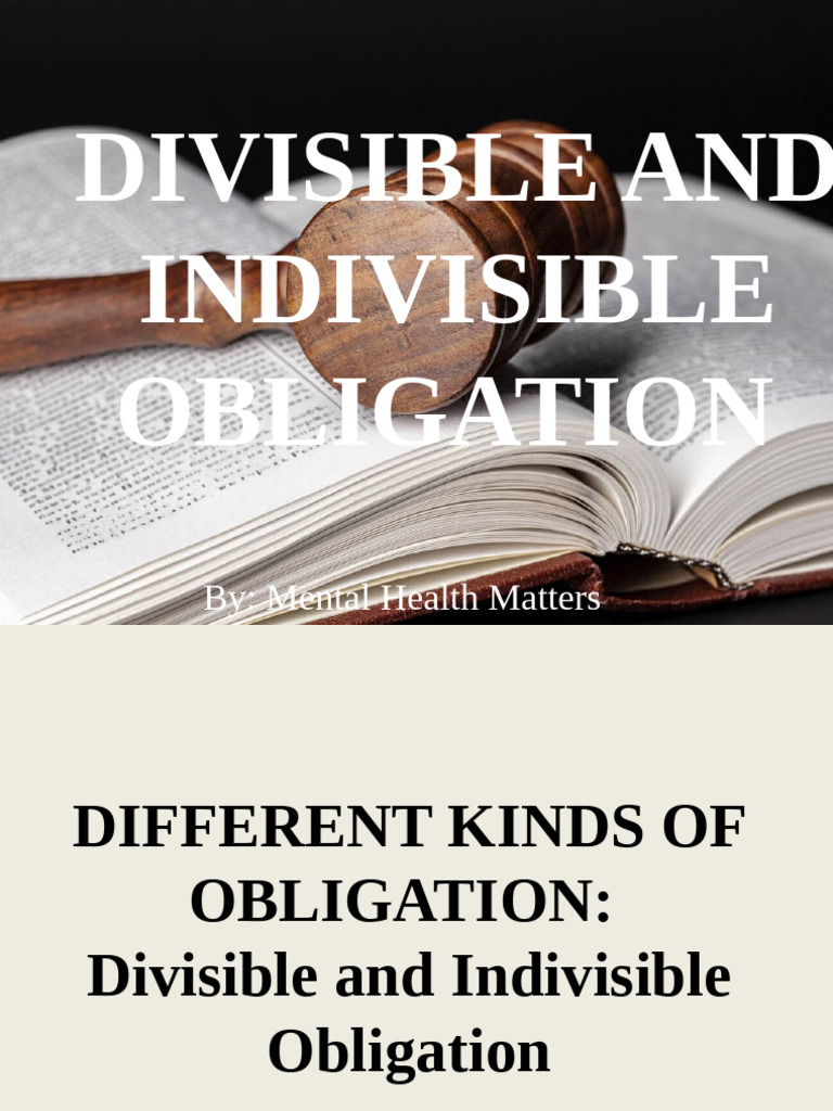 Divisible and Indivisible Obligation (Mental Health) | PDF | Concurrent ...