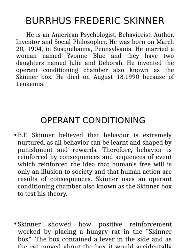 Burrhus Frederic Skinner | PDF | Reinforcement | Biological Concepts