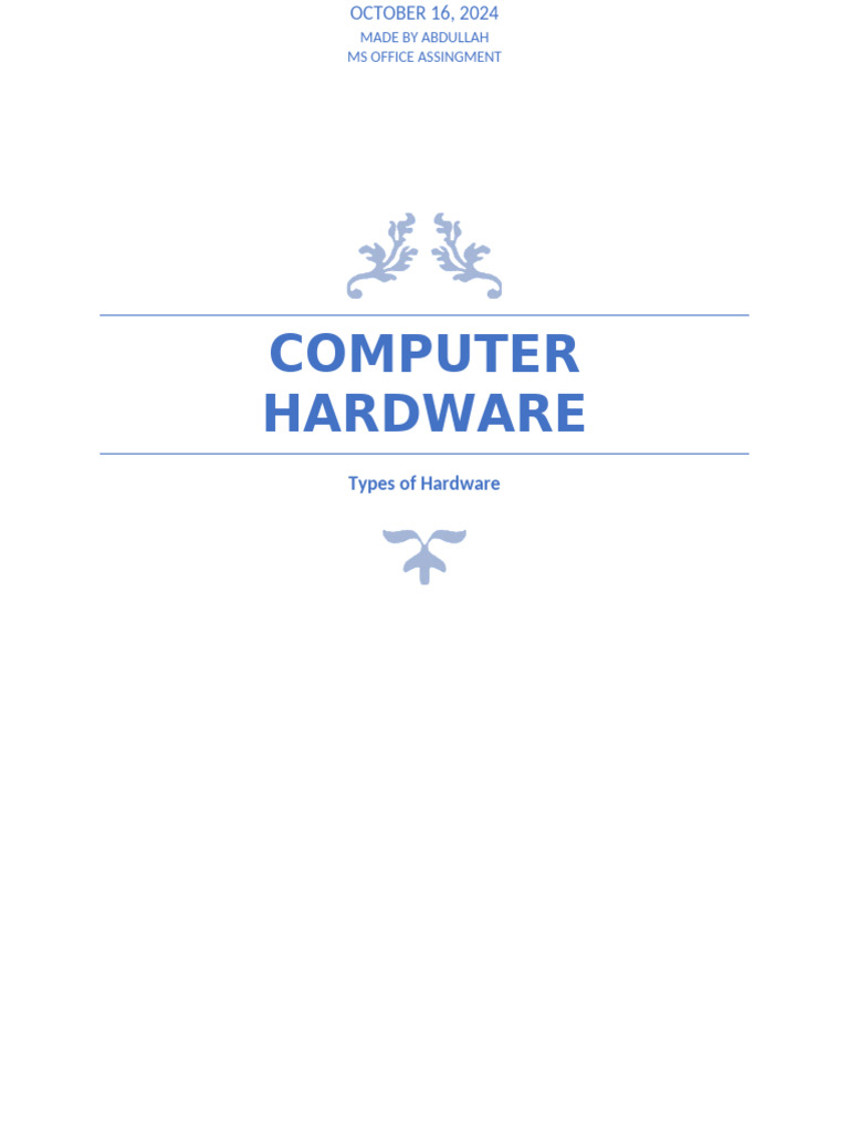 Computer Hardware | PDF | Computer Data Storage | Read Only Memory