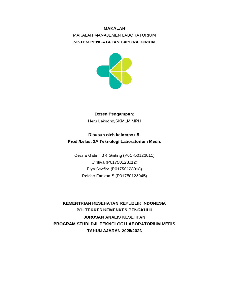 Manajemen dan Pencatatan Laboratorium | PDF