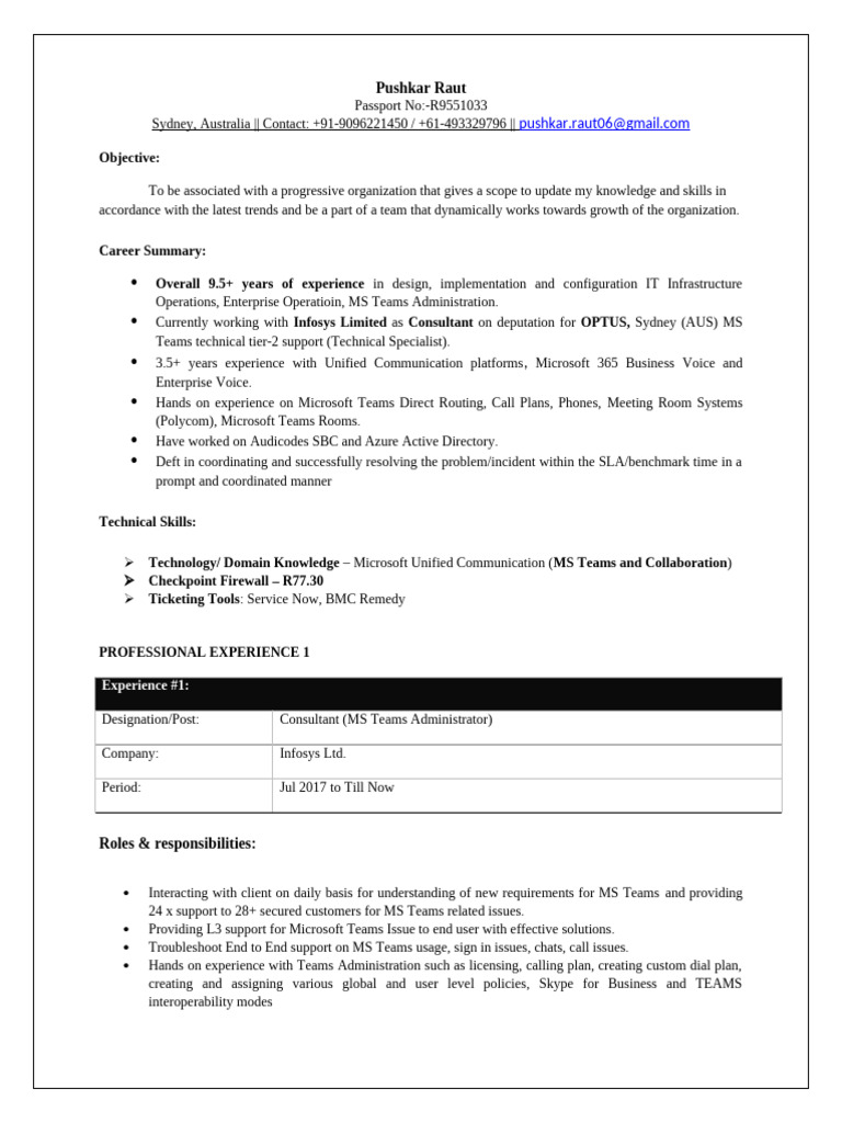 BWIT - PushkarMRaut - MS Teams Engineer | PDF | Computer Network | Computing