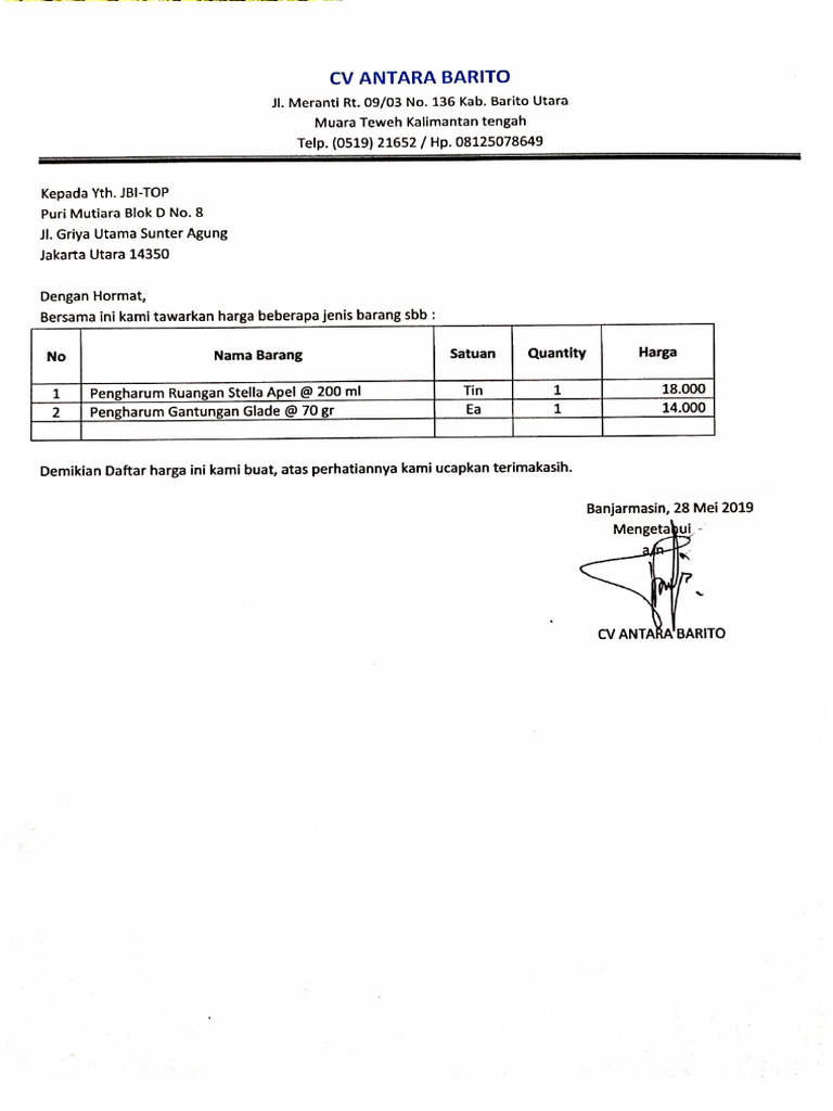 Penawaran HRG Pengharum | PDF